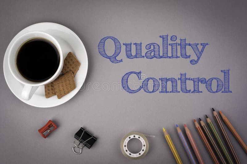 Gray Office Desk with the Inscription - Quality Control Stock Image ...