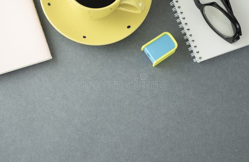 Desk Table with a Lot of Things on it. Top View with Copy Space Stock ...