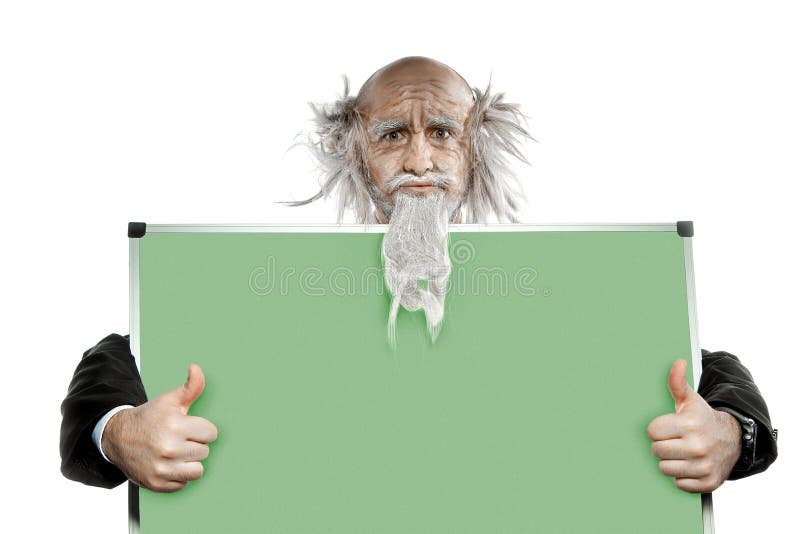 Gray Old Professor Shows a Gesture of Stock Photo - Image of jacket ...