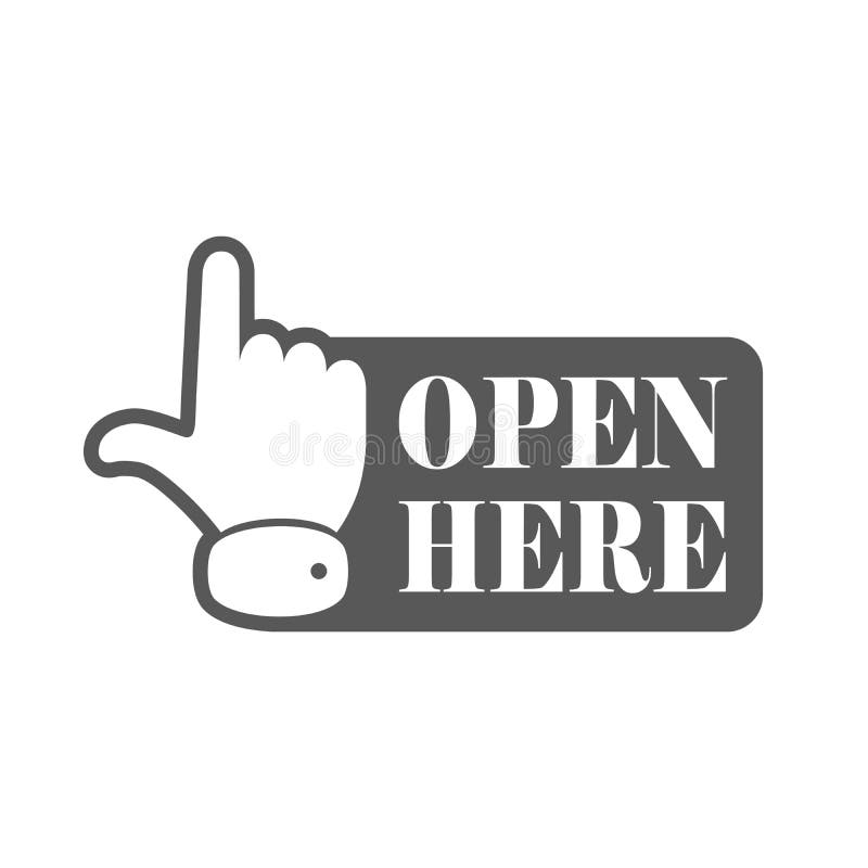Gray Open Here Icon. Vector Illustration Stock Illustration ...