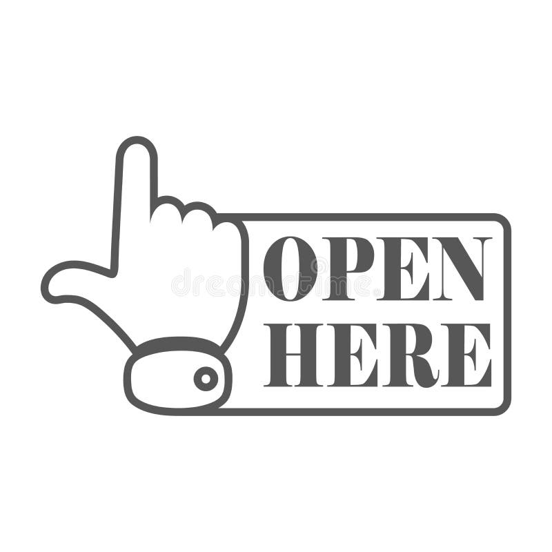 Gray Open Here Icon. Vector Illustration Stock Illustration ...