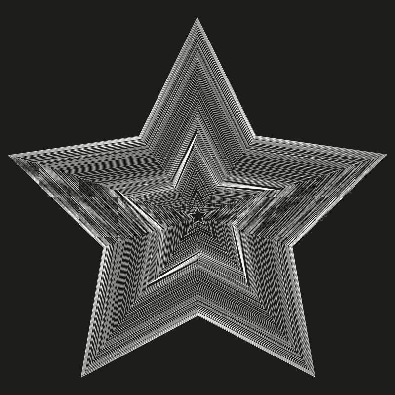 Gray Optical Star. Abstract Geometric Pattern. Dark Black Background ...