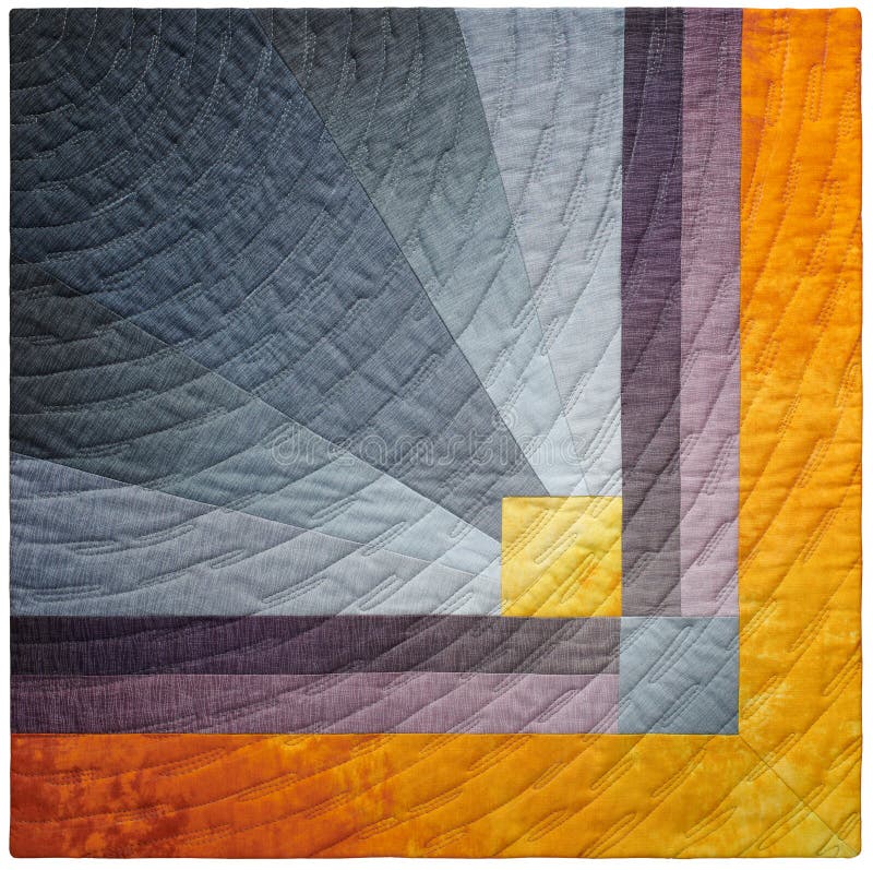Gray and Orange Abstract Geometric Modern Mini Quilt Stock Image ...