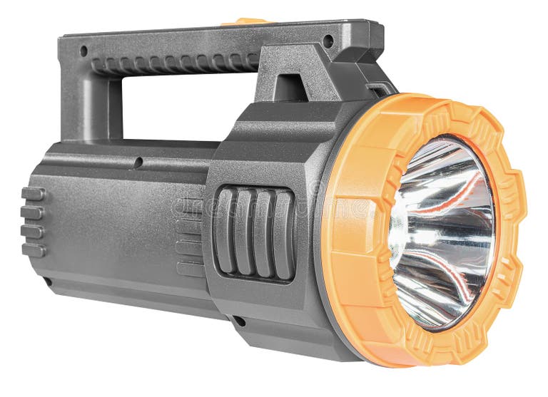 Gray and Orange Flashlight Isolated on White Background with Clipping ...