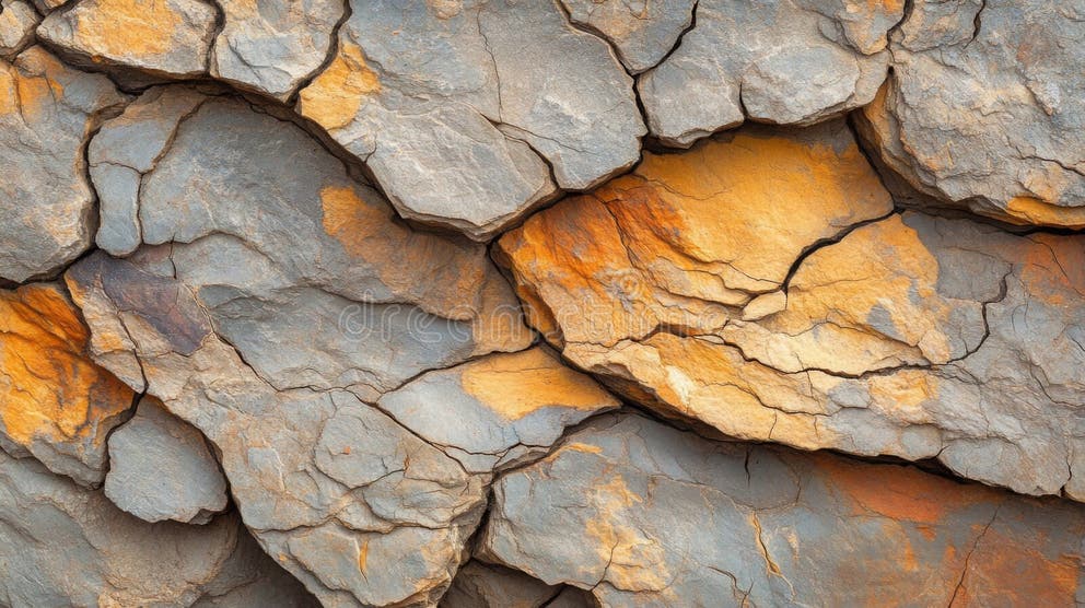 Gray and Orange Fractured Rock Surface Texture Stock Illustration ...