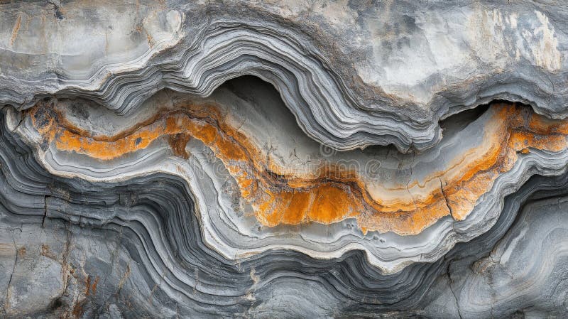 Gray and Orange Layered Rock Formation Showing Sedimentary Patterns ...