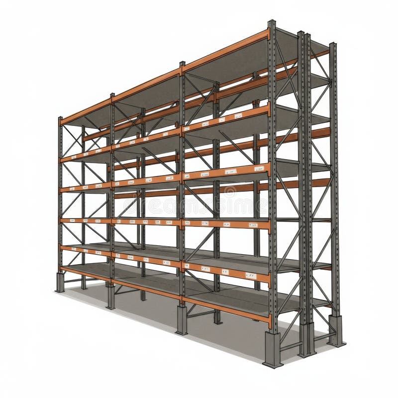 Gray and Orange Metal Storage Rack System Stock Illustration ...