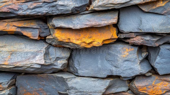 Gray and Orange Rock Wall Texture Close Up Stock Illustration ...