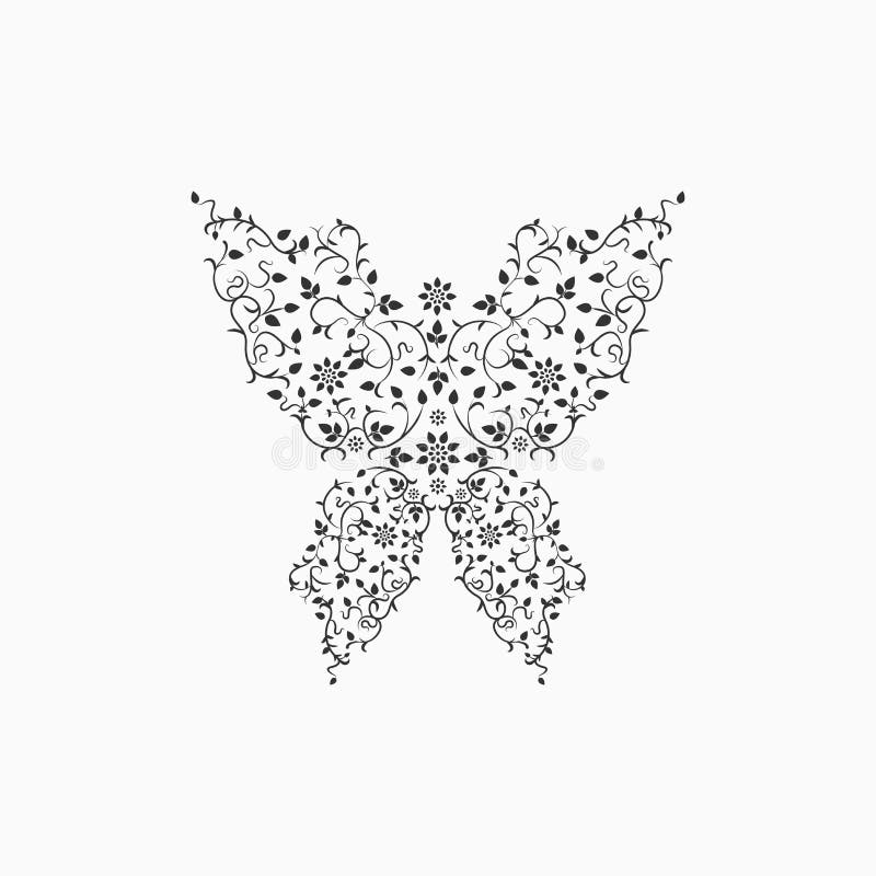 Gray Ornate Butterfly Sign. Stock Vector - Illustration of butterfly ...