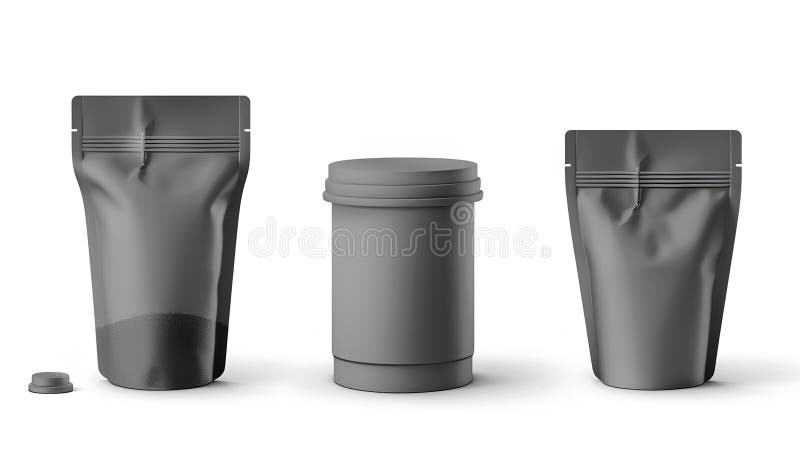 Gray Packaging Template for Your Design. in Different Angles on a White ...