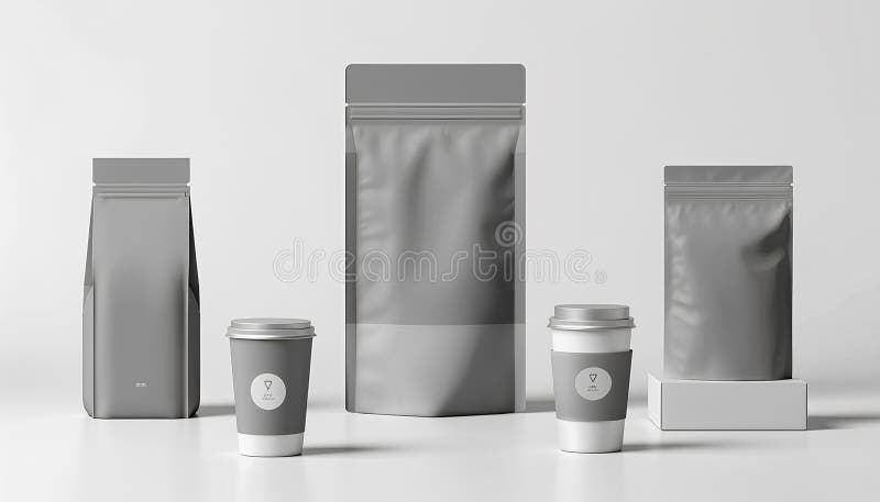 Gray Packaging Template for Your Design. in Different Angles on a White ...
