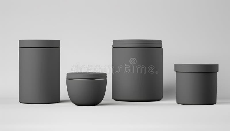 Gray Packaging Template for Your Design. in Different Angles on a White ...
