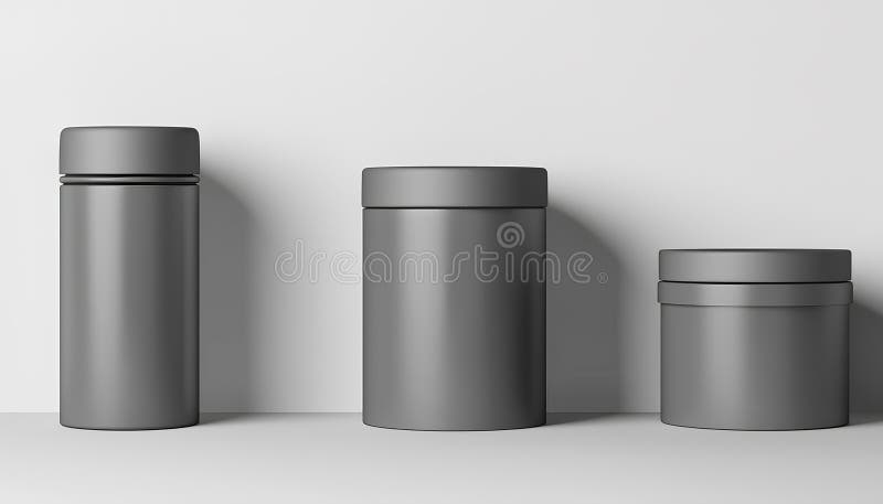 Gray Packaging Template for Your Design. in Different Angles on a White ...