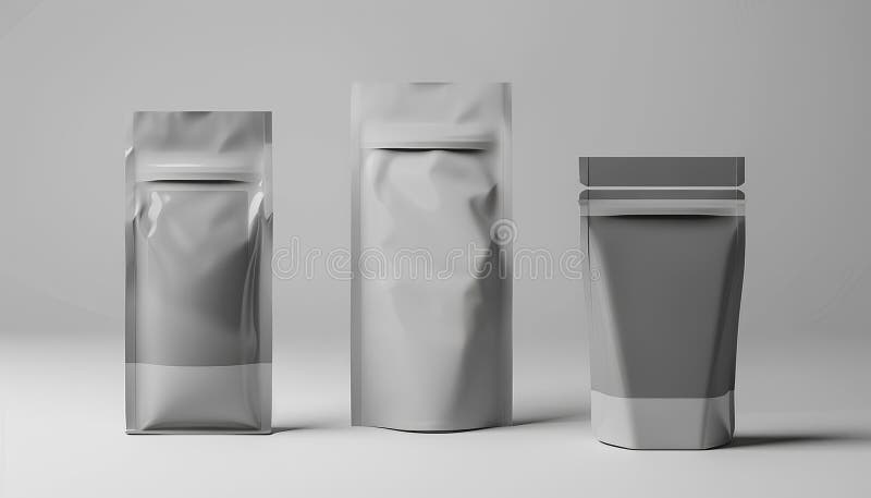 Gray Packaging Template for Your Design. in Different Angles on a White ...