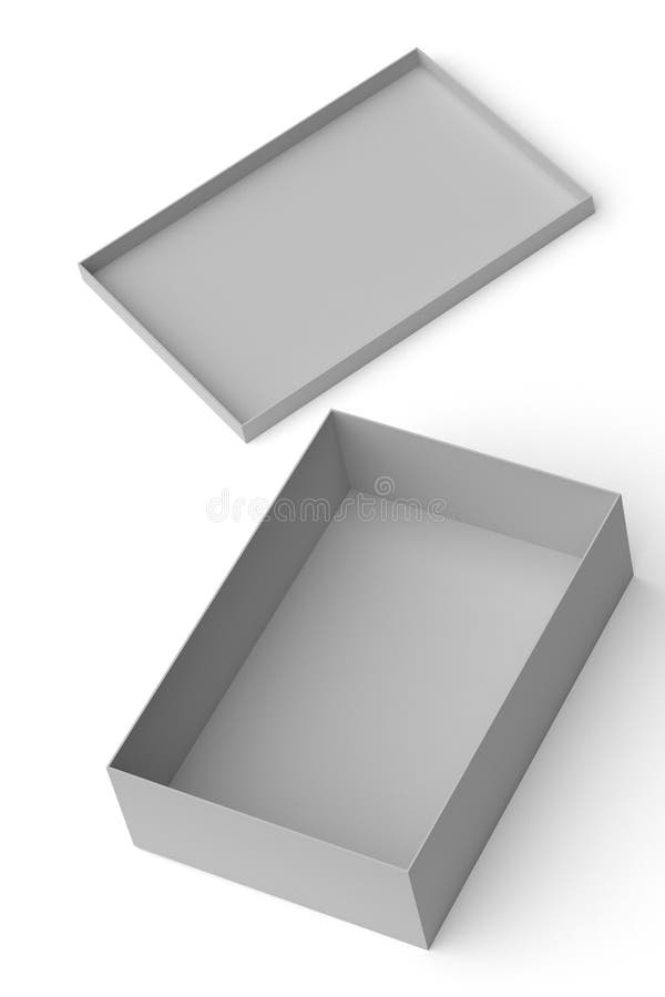 Gray Packing Box Model with Open Lid Top View 3d Rendering Stock ...