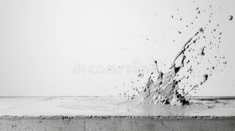 Gray Paint Splattering, Streaming Across White Surface with Dynamic ...