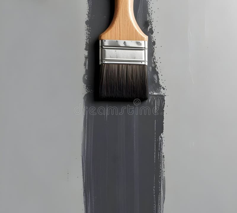 Gray Paint Stripe Applying on Wall, Showcasing Home Renovation Process ...