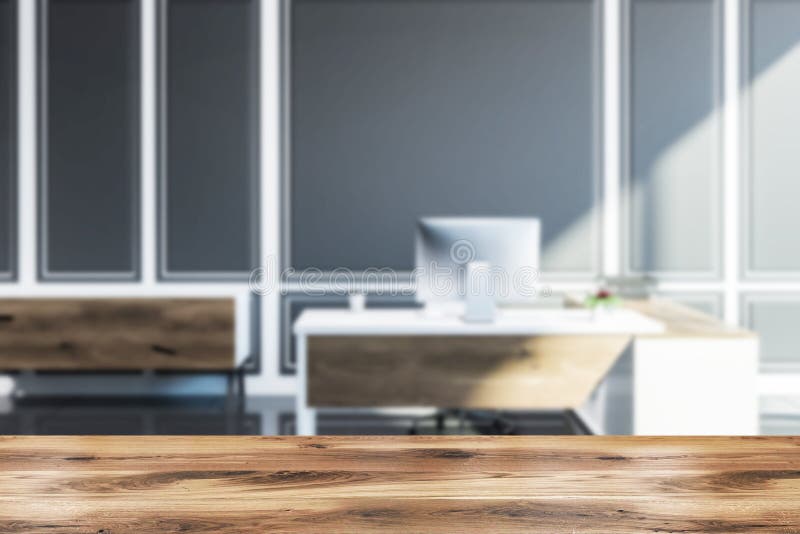 Gray Panel Manager Office Interior Blur Stock Illustration ...