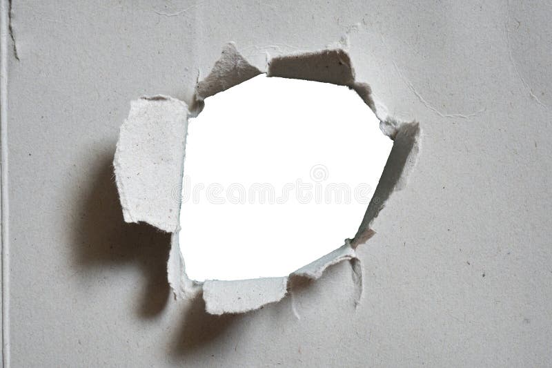 Gray Paper with Damaged Hole in the Center Stock Image - Image of ...