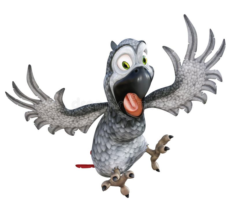 Gray parrot cartoon stock illustration. Illustration of backgroundn ...