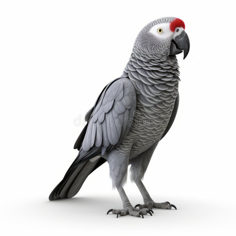 High-key Lighting 3d Rendering of Gray Parrot with Realistic Details ...