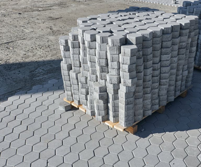 Gray Pavement Bricks for Pavement Road. Stack Paving Stones Stacked in ...