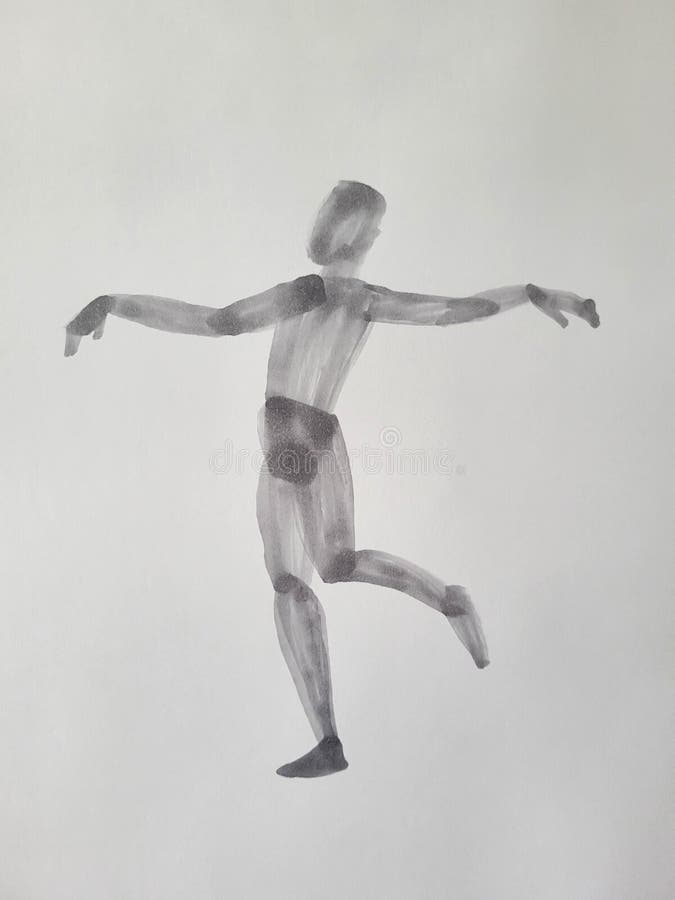 Gray Pencil Sketches of a Human Figure in Different Poses. Stock ...