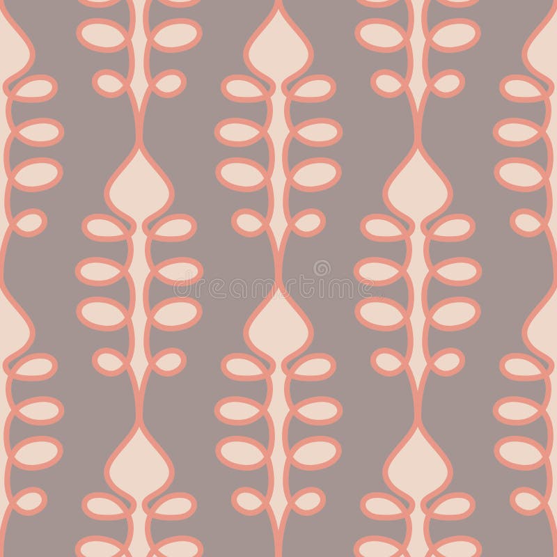 Gray Pink Pastel Abstract Plant Swirl Seamless Pattern Creative Design ...
