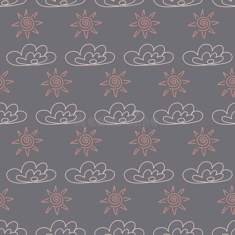 Gray Pink Seamless Pattern for Textile Design, Suns Cloud Art ...