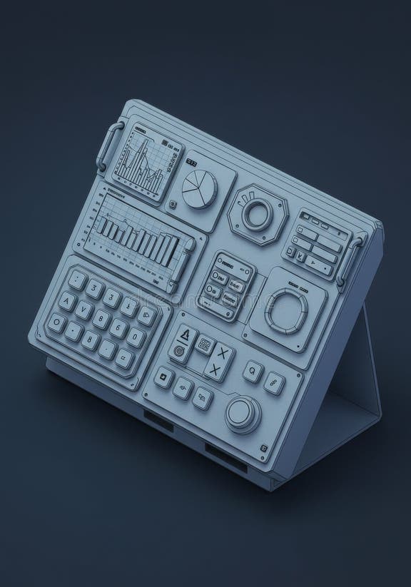 Gray Pixelated Control Panel on Angled Stand Stock Illustration ...