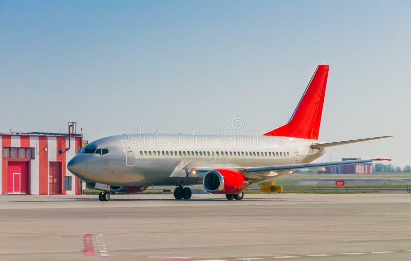 Gray plane in air port stock photo. Image of traffic - 49615072