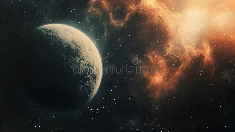 Ethereal Illumination: a Grey Planet Stock Photo - Image of universe ...