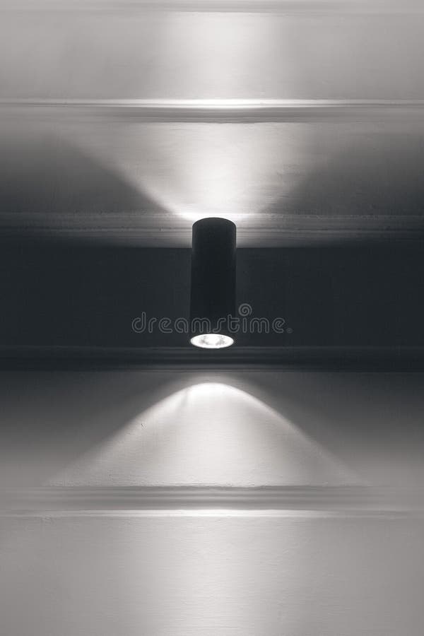 Gray Plastered Wall with a Beam of Light from the Spotlight. Stock ...