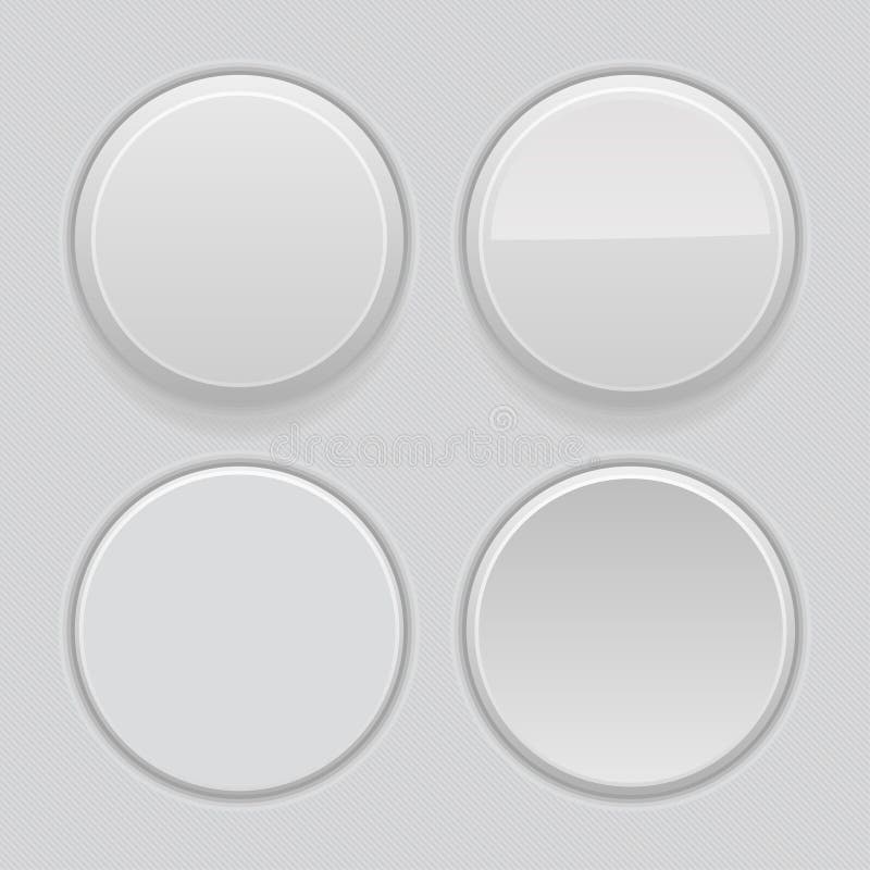 Gray Round Push Button. Plastic Embossed 3d Interface Element Stock ...