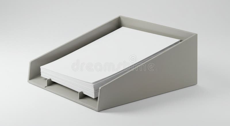 Gray Plastic Document Tray Holds a Stack of White A4 Papers. the Tray ...
