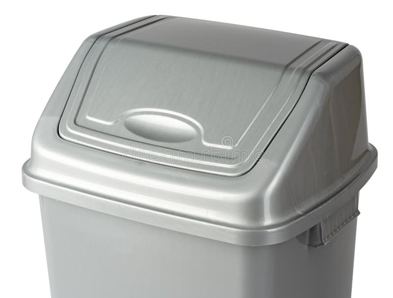 Gray Plastic Waste Bin Isolated on White Background Stock Photo - Image ...
