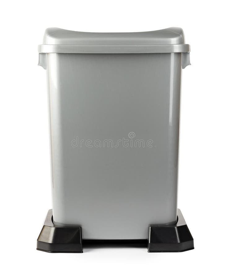 Gray Plastic Waste Bin Isolated on White Background Stock Photo - Image ...