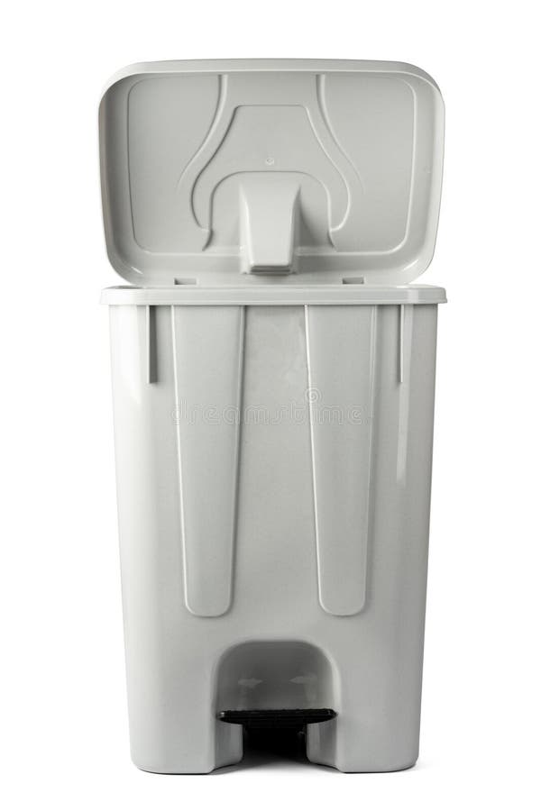 Gray Plastic Waste Bin Isolated on White Background Stock Photo - Image ...