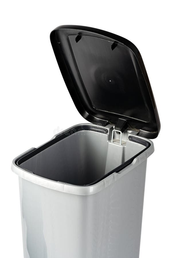 Gray Plastic Waste Bin Isolated on White Background Stock Photo - Image ...