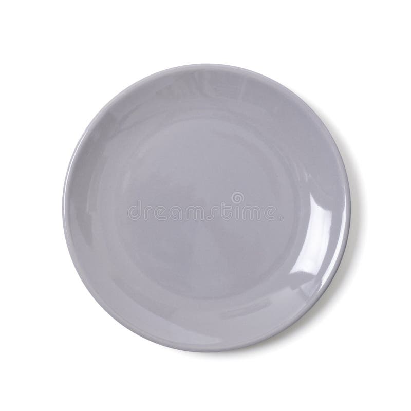 Gray Plate, Empty Dish Isolated on White Background, Clipping Path ...