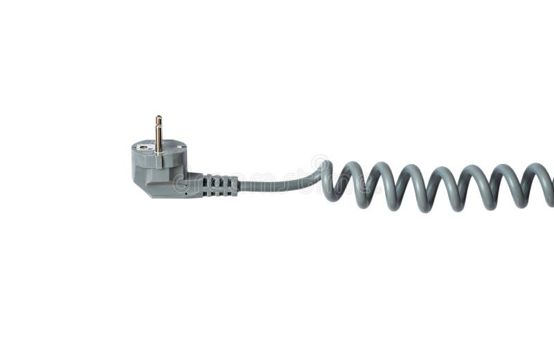 Gray Plug for Socket with Wire on a White Background Stock Photo ...