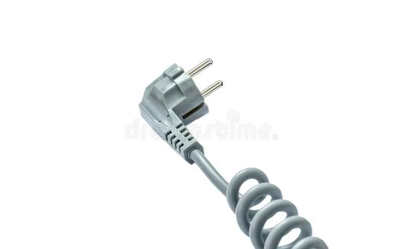 Gray Plug for Socket with Wire on a White Background Stock Image ...