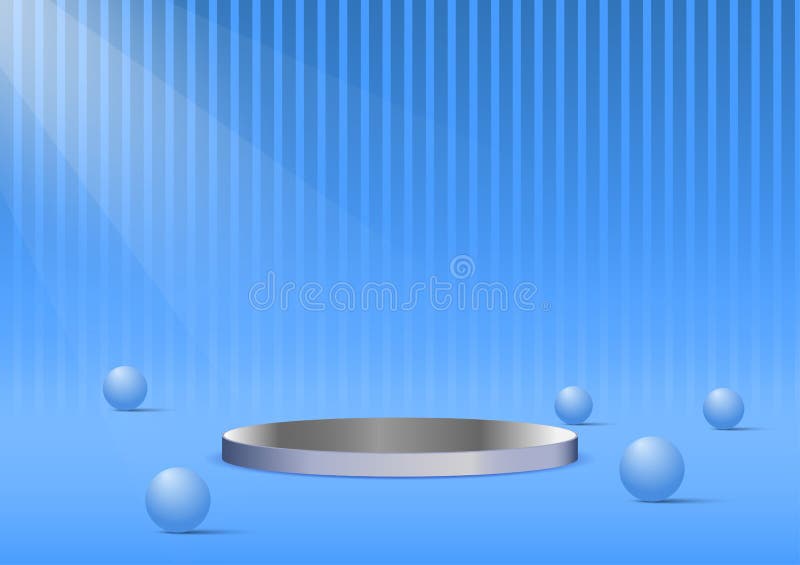 Gray Podium with a Spotlight for a Show with Blue Color Tone Background ...