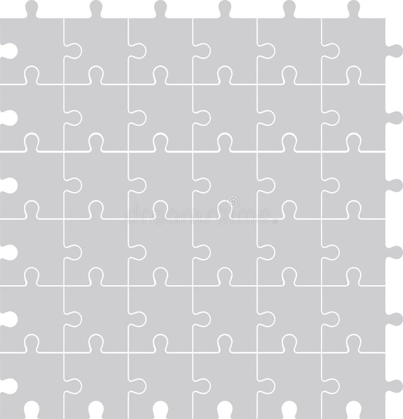 Gray Puzzle Pieces Assembled in a Square of 6 by 6 Stock Illustration ...