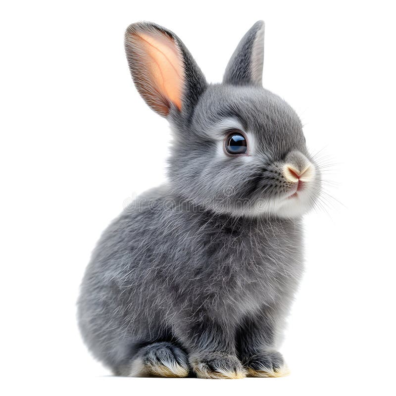 Gray Rabbit Bunny Baby Isolated on White Background Stock Illustration ...