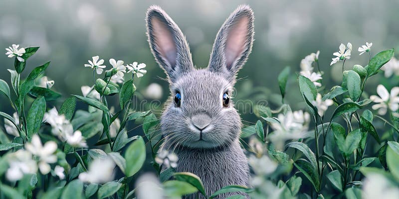 Gray rabbit in the grass stock photo. Image of rodent - 334428292