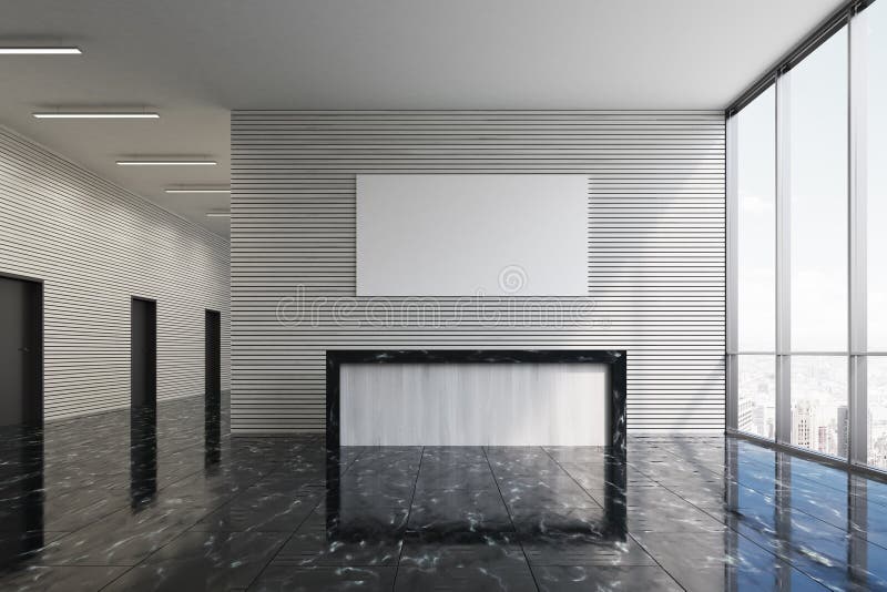 Gray Reception with Poster, Marble, Front Stock Illustration ...