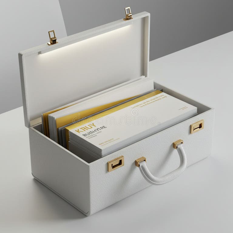 A Gray, Rectangular Box with a Handle and Golden Clasps is Open on a ...