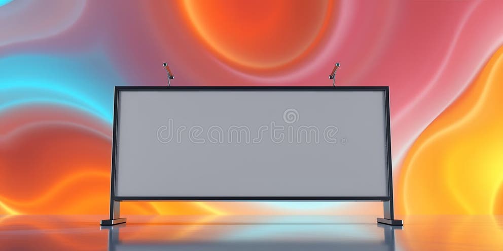 A Gray Rectangular Display Board with a Black Frame Stands Against a ...