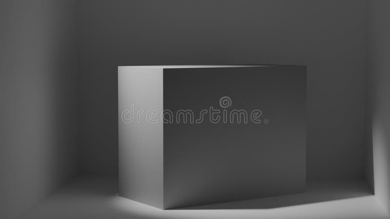 Gray Rectangular Object in Empty Room with Soft Light and Shadows, Minimalist 3D Background for ...